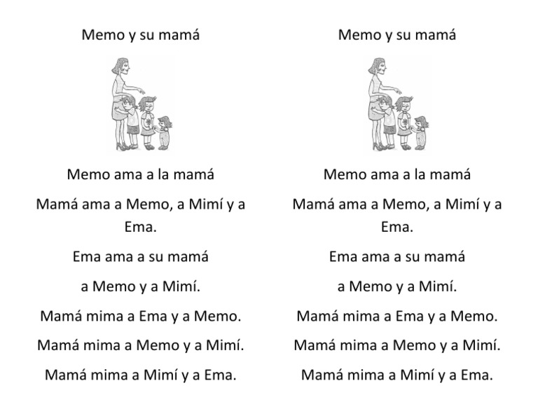 Memo y su mamá: Amor familiar | PDF