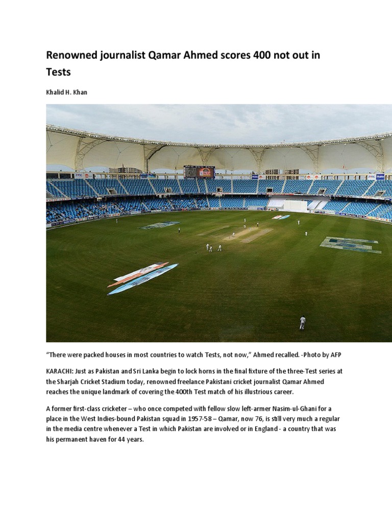 A Lifetime of Cricket: Renowned Journalist Qamar Ahmed Reflects on Over ...