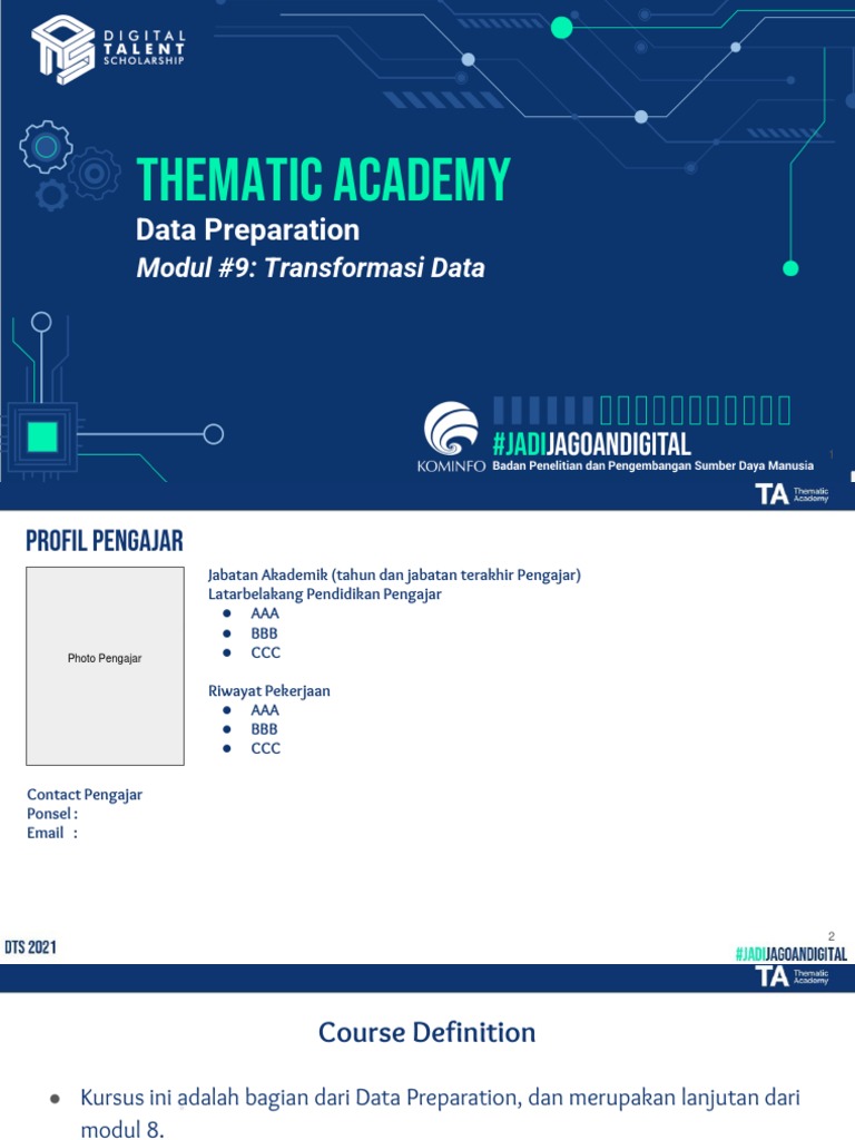 Modul-9-Transformasi Data-Template Bahan Ajar TA DTS 2021 - Final | PDF