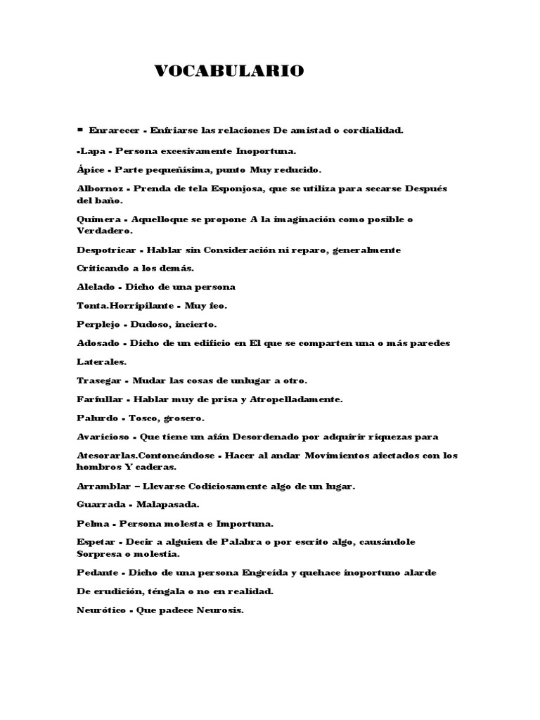 Vocabulario | PDF