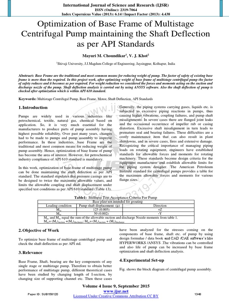 Optimize Multistage Pump Base Frame | PDF | Pump | Strength Of Materials