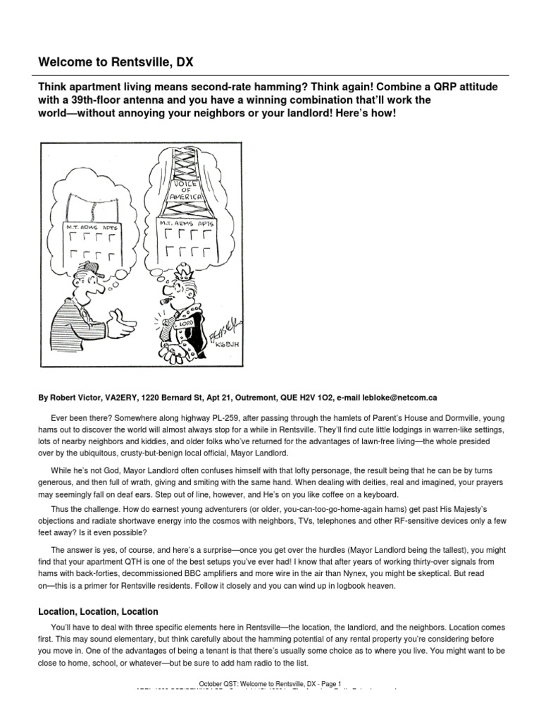Arrl - QST Magazine - QRP in Apartments | PDF | Electromagnetic ...