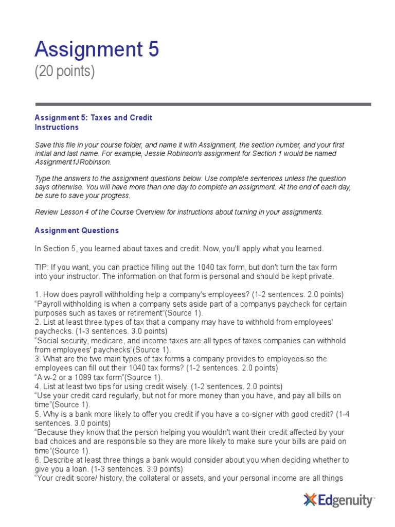Assignment 5 - EL5732 | PDF | Credit | Finance & Money Management