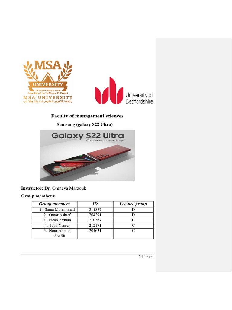 Samsung S22 Ultra - Final Project | PDF | Samsung Electronics | Smartphone