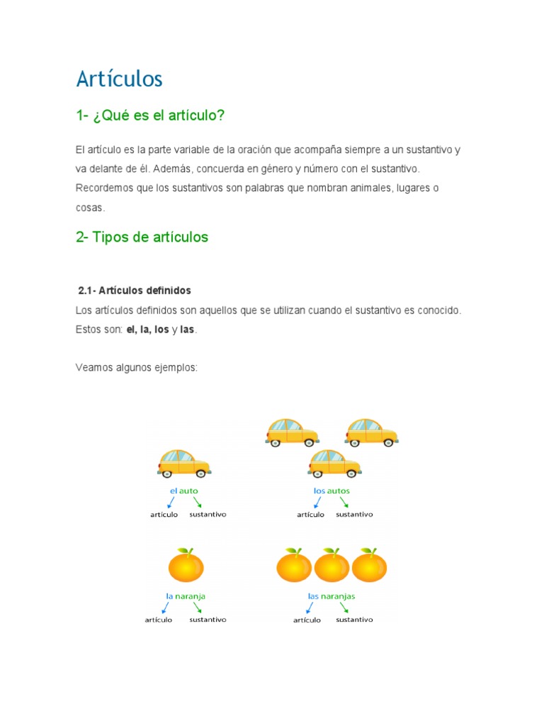 Artículos | PDF | Sustantivo | Género gramatical