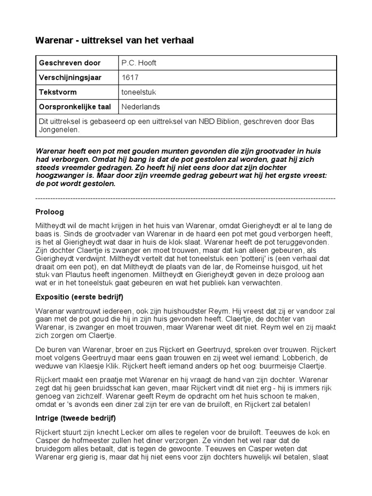 Uittreksel Warenar Inhoud - Toetsstof | PDF