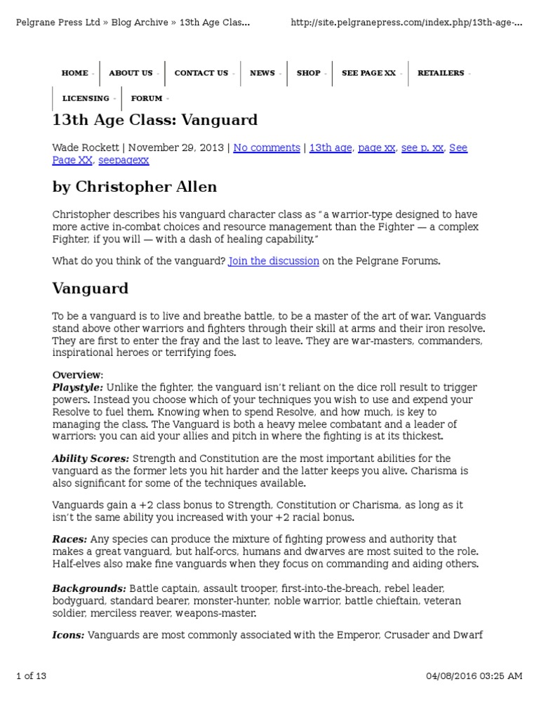 Class - Vanguard | PDF