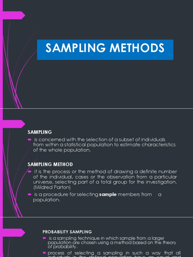 Sampling Methods PDF | PDF | Sampling (Statistics) | Scientific Method Sampling Methods PDF | PDF | Sampling (Statistics) | Scientific Method