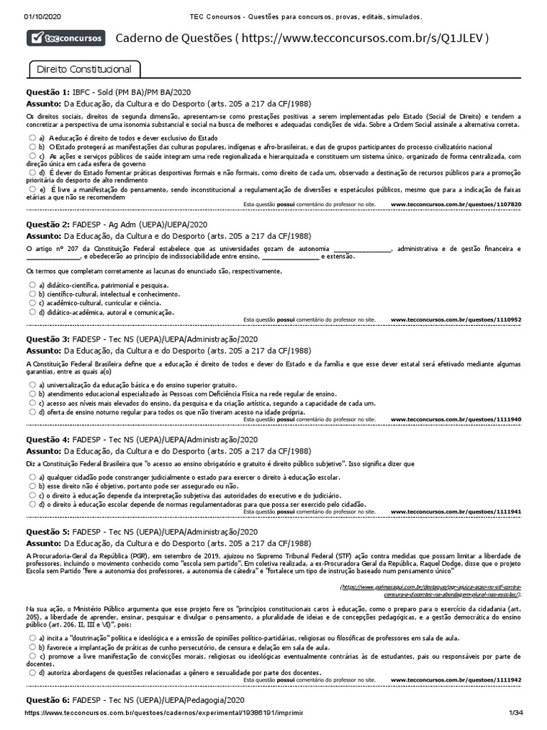 Art 205 A 217 | PDF | Pré-escola | Constituição