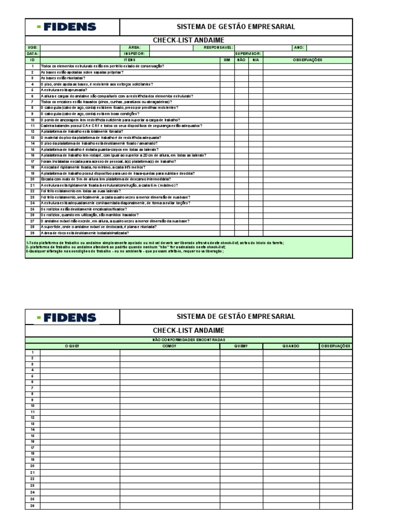 Check-List Andaime | PDF