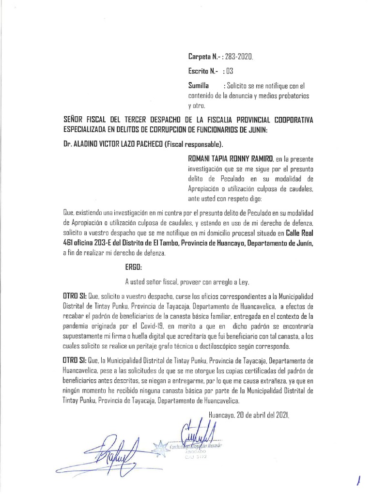 Solicito Se Me Notifique | PDF