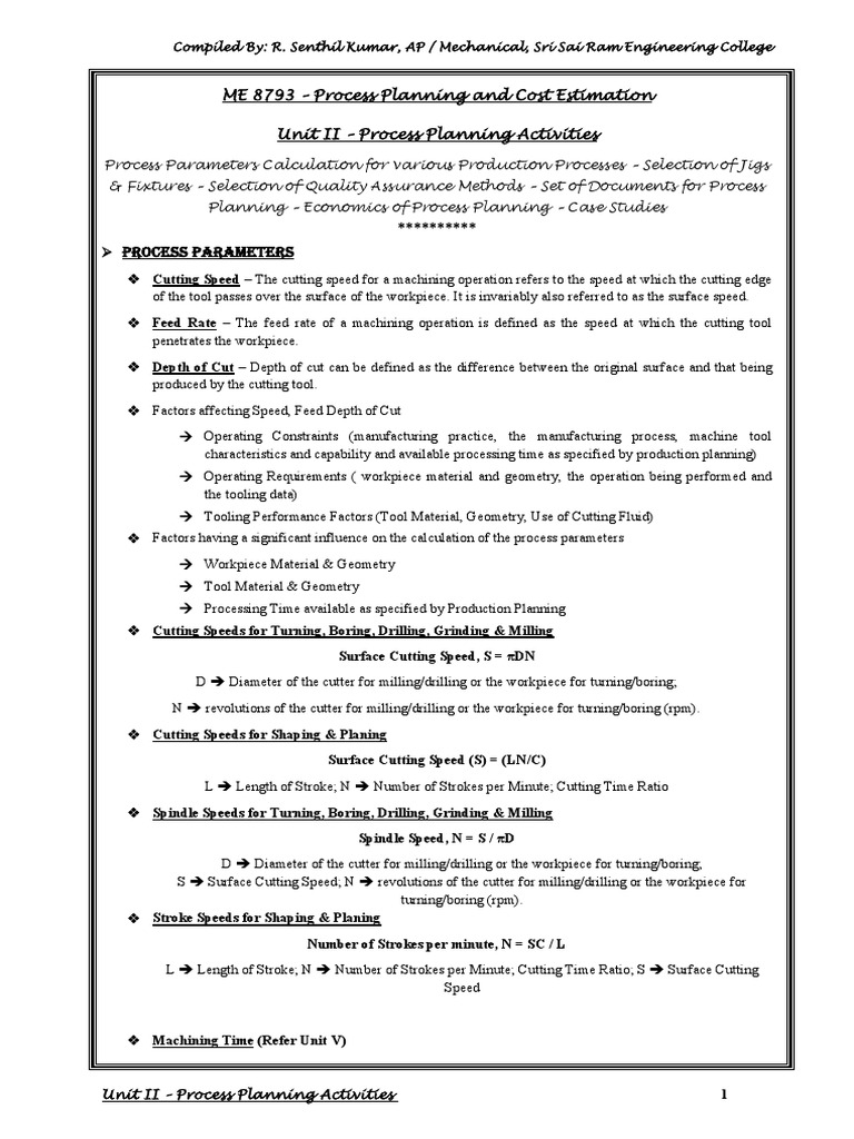 PPCE - 8793 - Unit II - Process Planning Activities | PDF | Machining ...