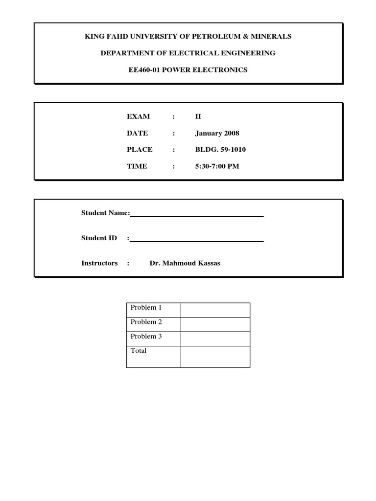 Analysis of Power Electronics Exam Problems on Three-Phase Rectifier Circuits, Single-Phase AC ...