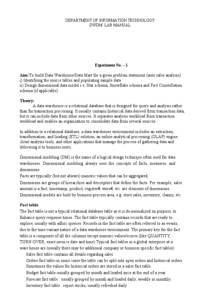 DWDM 1-2 | PDF | Data Warehouse | Databases DWDM 1-2 | PDF | Data Warehouse | Databases