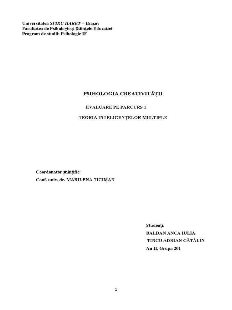 Teoria Inteligentelor Multiple | PDF