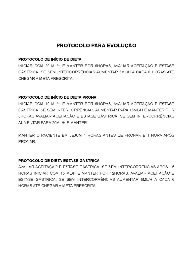 Protocolo de Inicio de Dieta | PDF