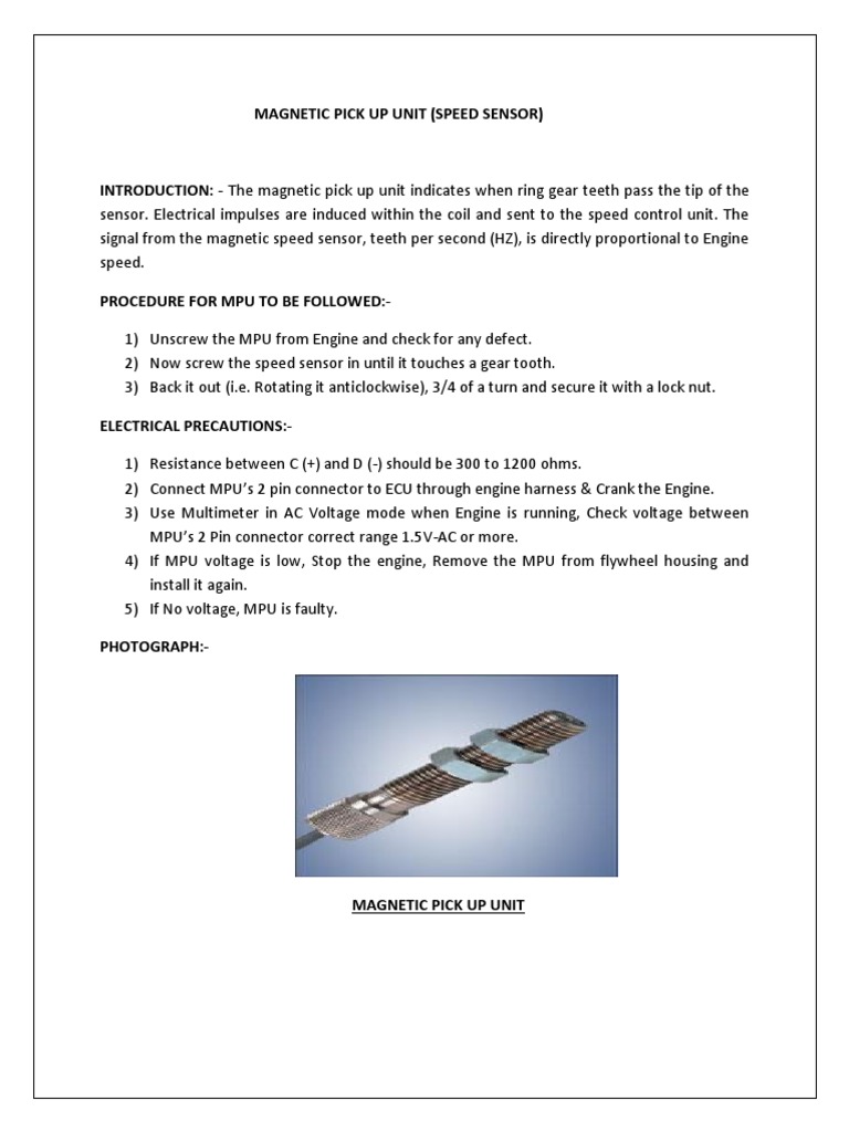 Magnetic Pick Up Unit (MPU) Testing and Installation | PDF