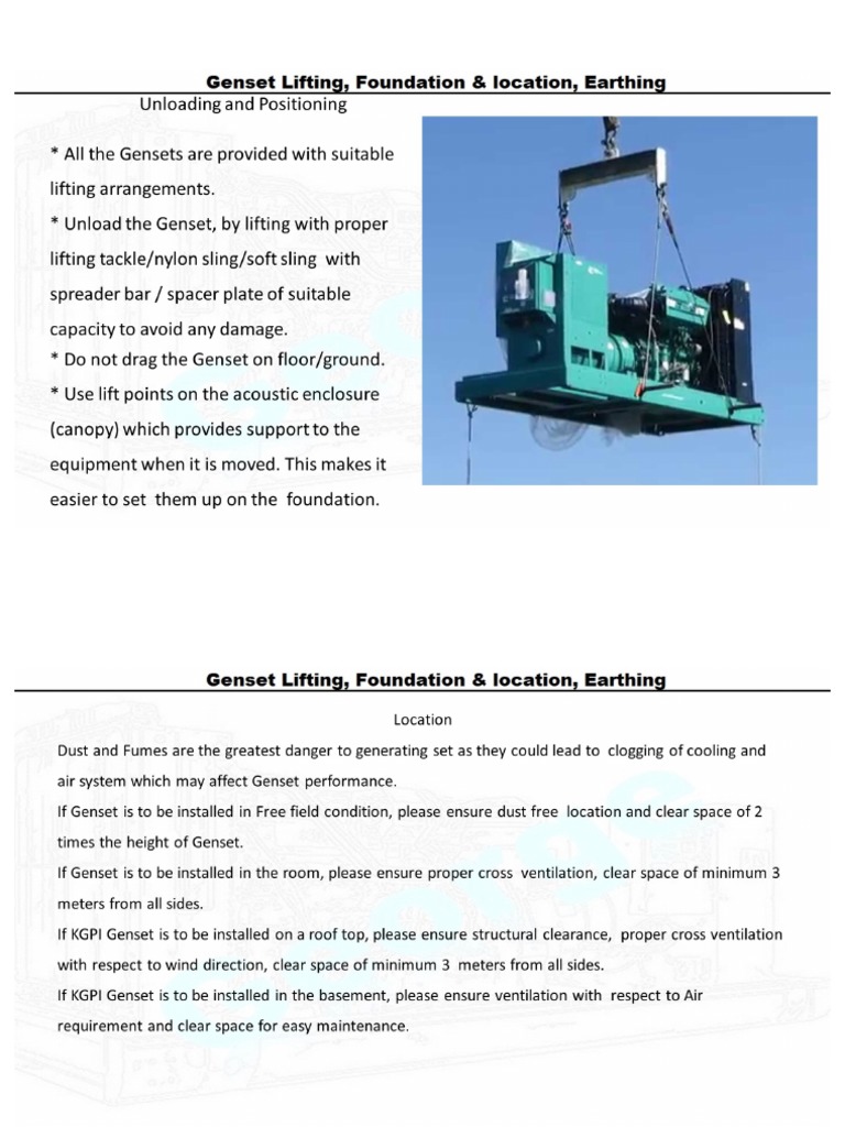 Genset+Lifting+Instructions,+Criteria+for+installation+foundation+and ...
