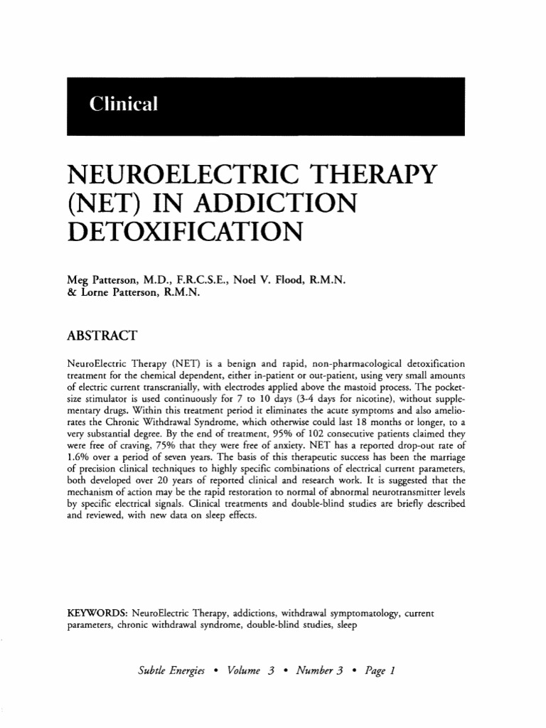 Neuroelectric Therapy | PDF | Drug Withdrawal | Substance Dependence