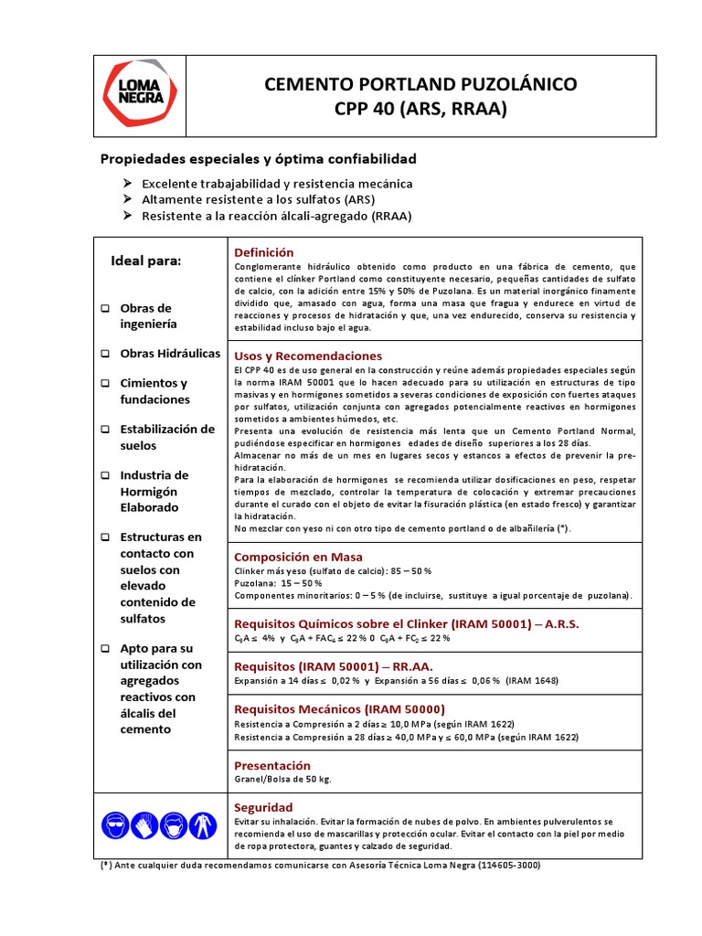 CPP 40 (Ars, Rraa) LN | PDF | Hormigón | Cemento