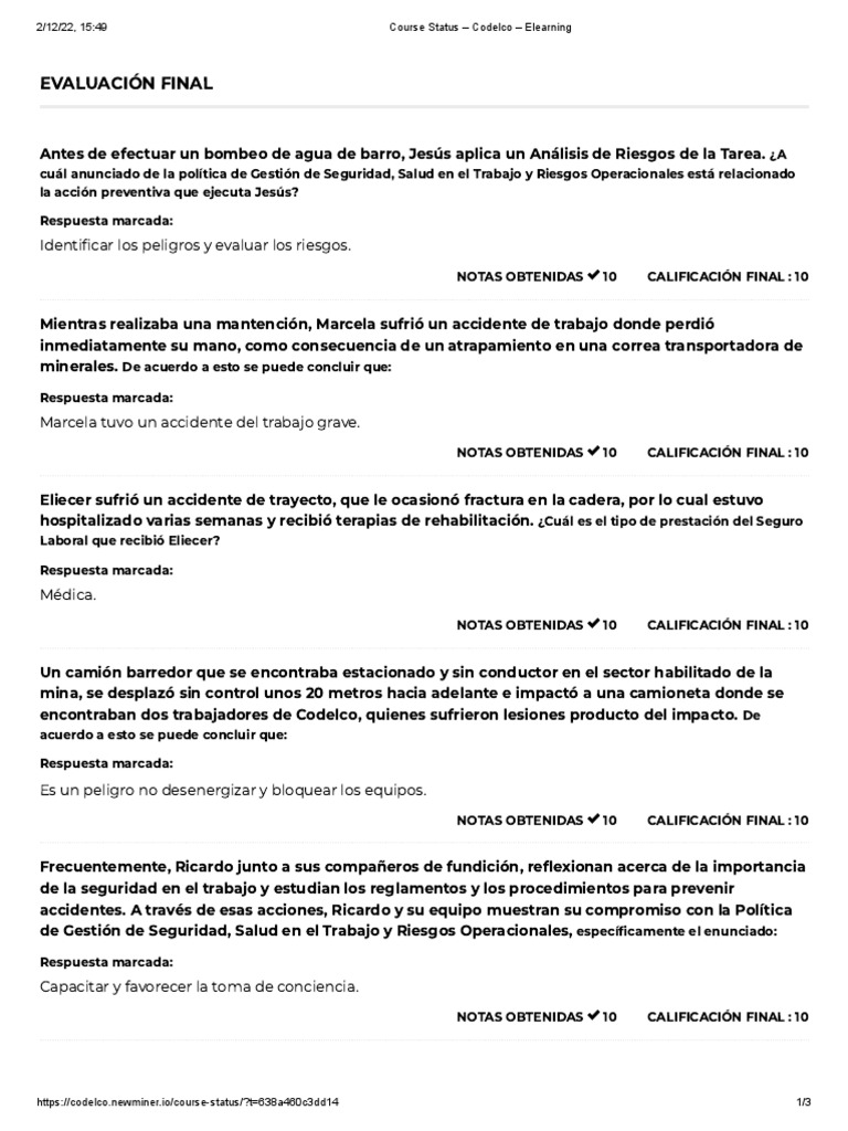 Course Status - Codelco - Elearning | PDF | Riesgo