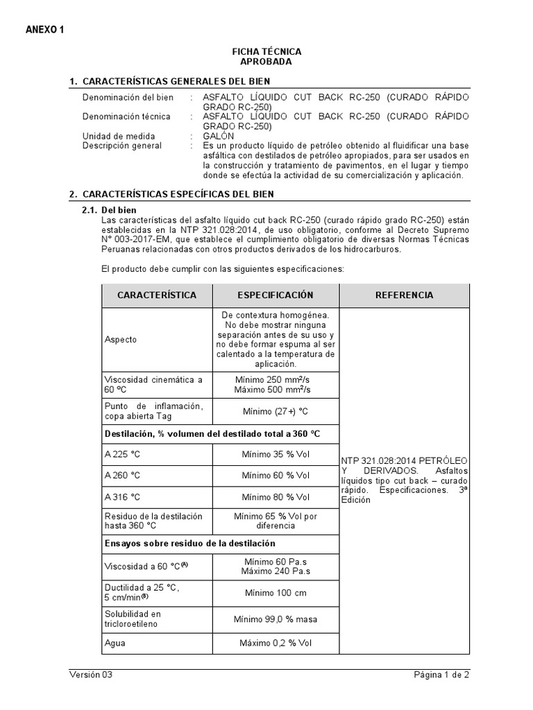 Anexo Asfalto Liquido | PDF | Asfalto | Petróleo
