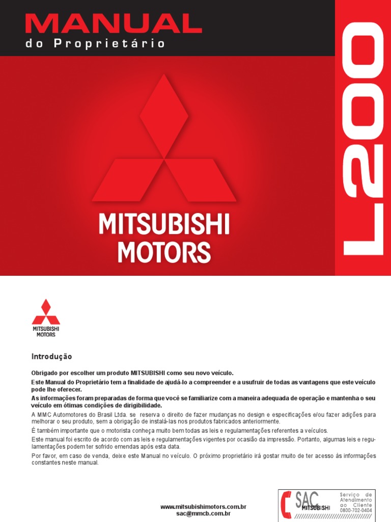 Manual do Proprietário MITSUBISHI | PDF | Motores | Pneu