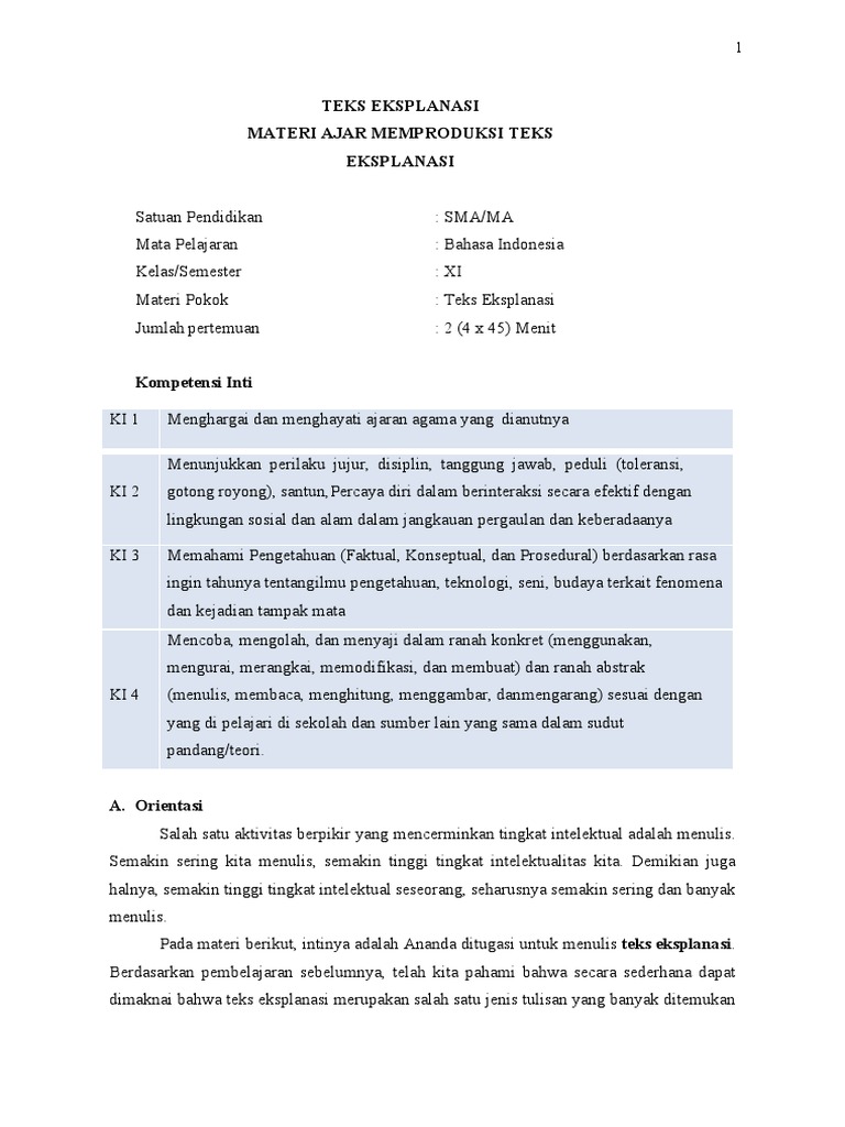 Materi Ajar Memproduksi Teks Eksplanasi | PDF