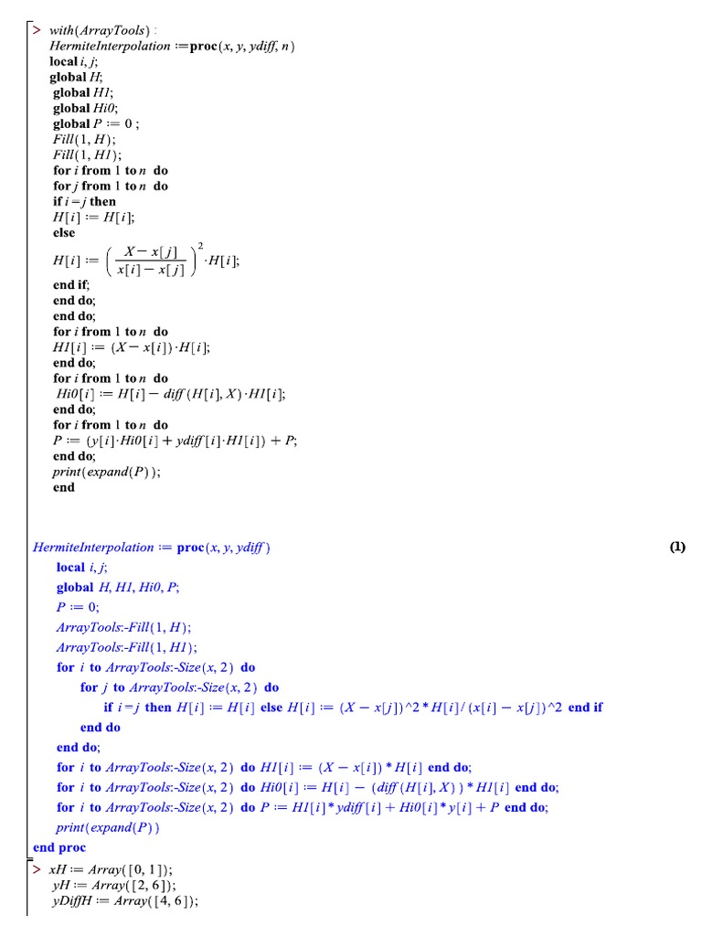 Hermite Interpolation Pdf