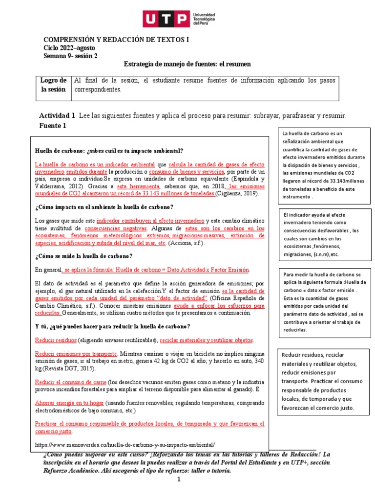 Redacción S09.s2 | PDF | Huella de carbono | Gases de efecto invernadero