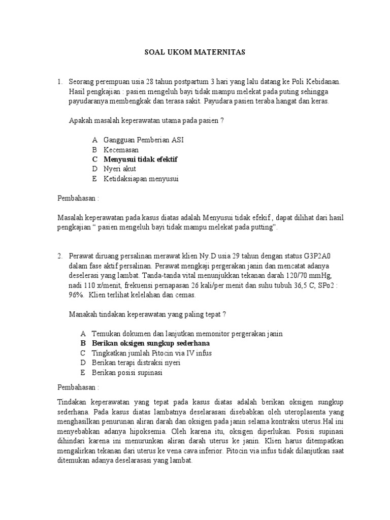 Soal Ukom Maternitas | PDF