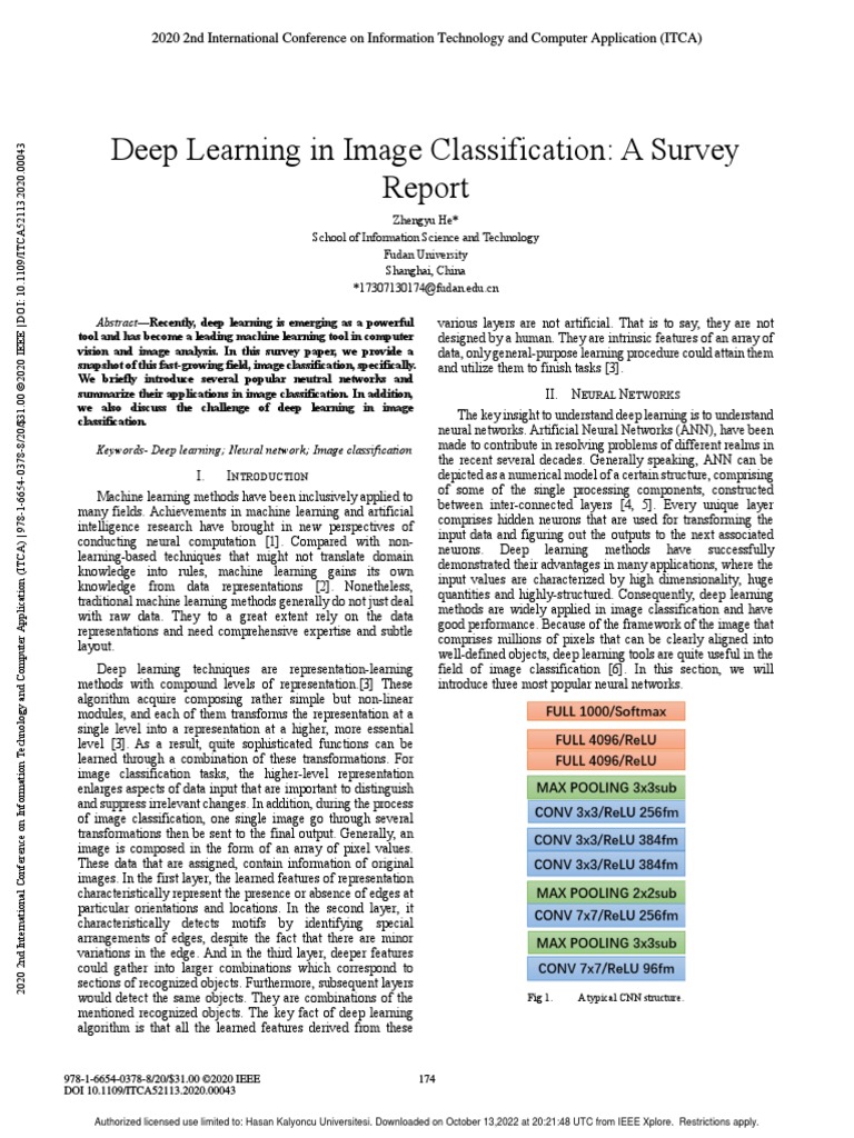 2 Deep Learning in Image Classification A Survey Report | PDF | Deep ...