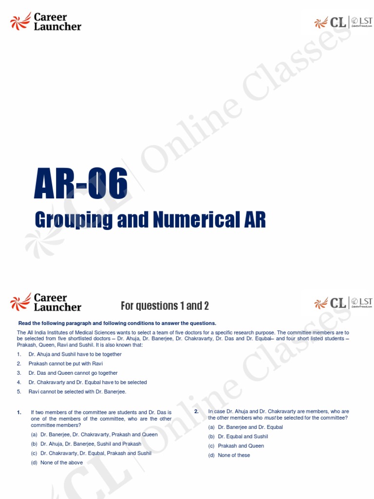 AR - 06 Q - Grouping and Numerical AR | PDF