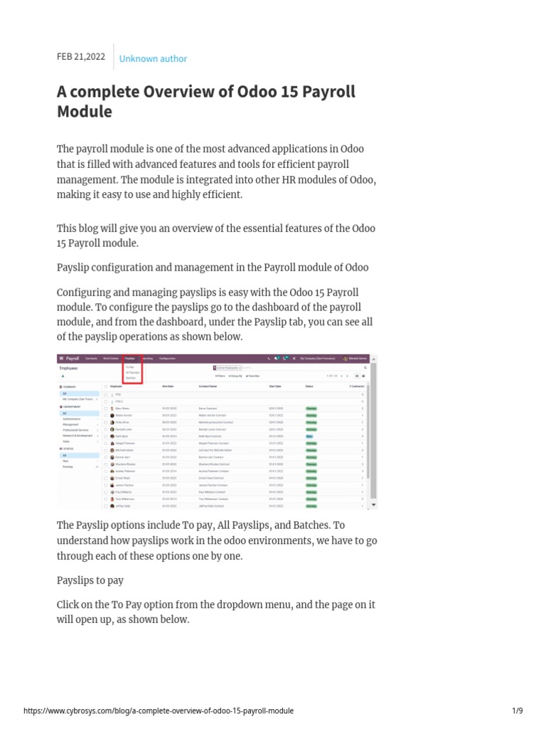 Overview of Odoo 15 Payroll Module | PDF | Paycheck | Software Development