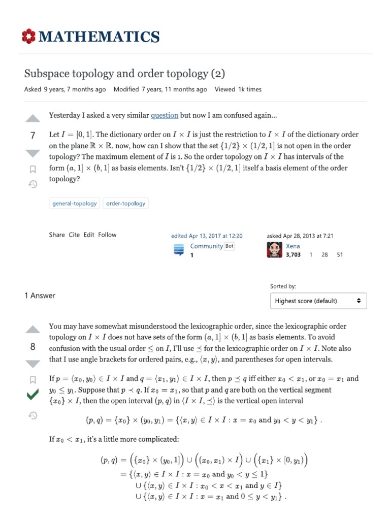 Subspace and Order Topology | PDF