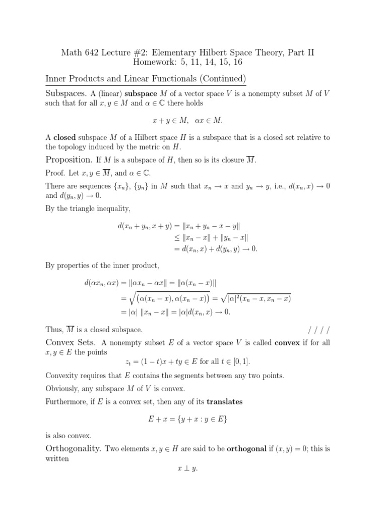 Closed Convex Subset Download Free Pdf Linear Subspace Hilbert Space 
