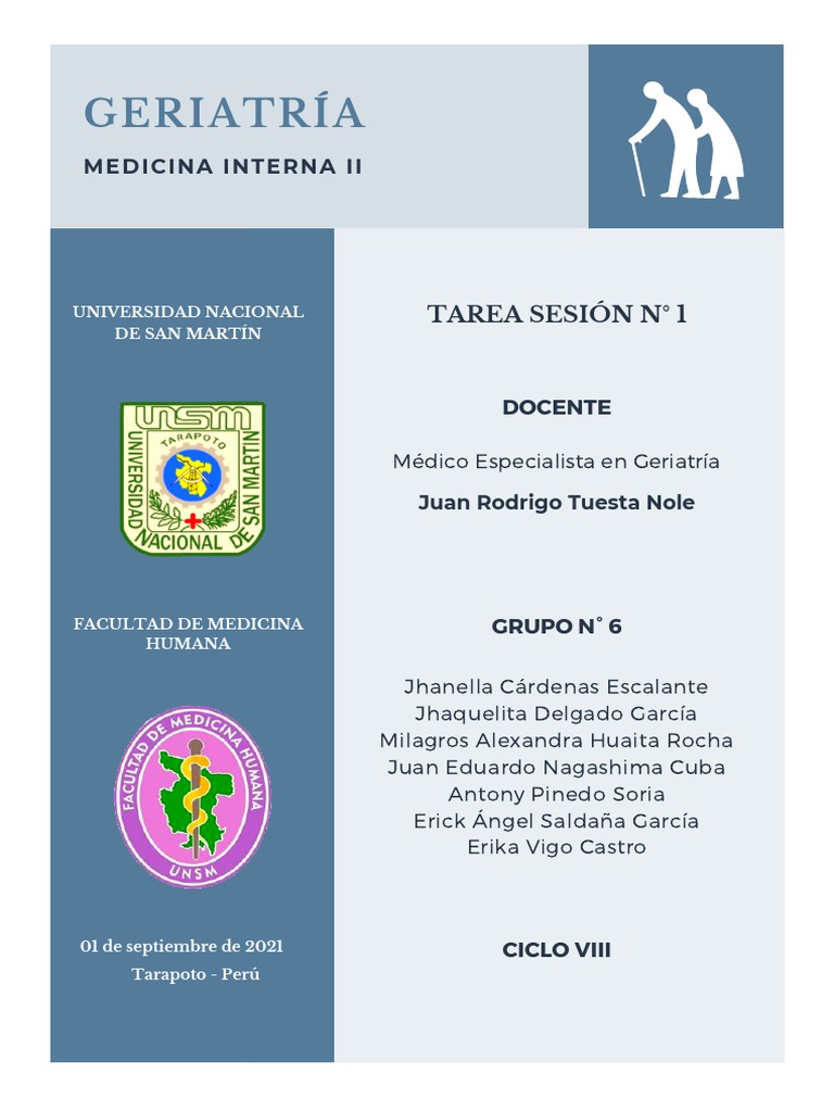 Tarea 1 - Grupo #6 - Geriatría | PDF | Ciencias del comportamiento ...