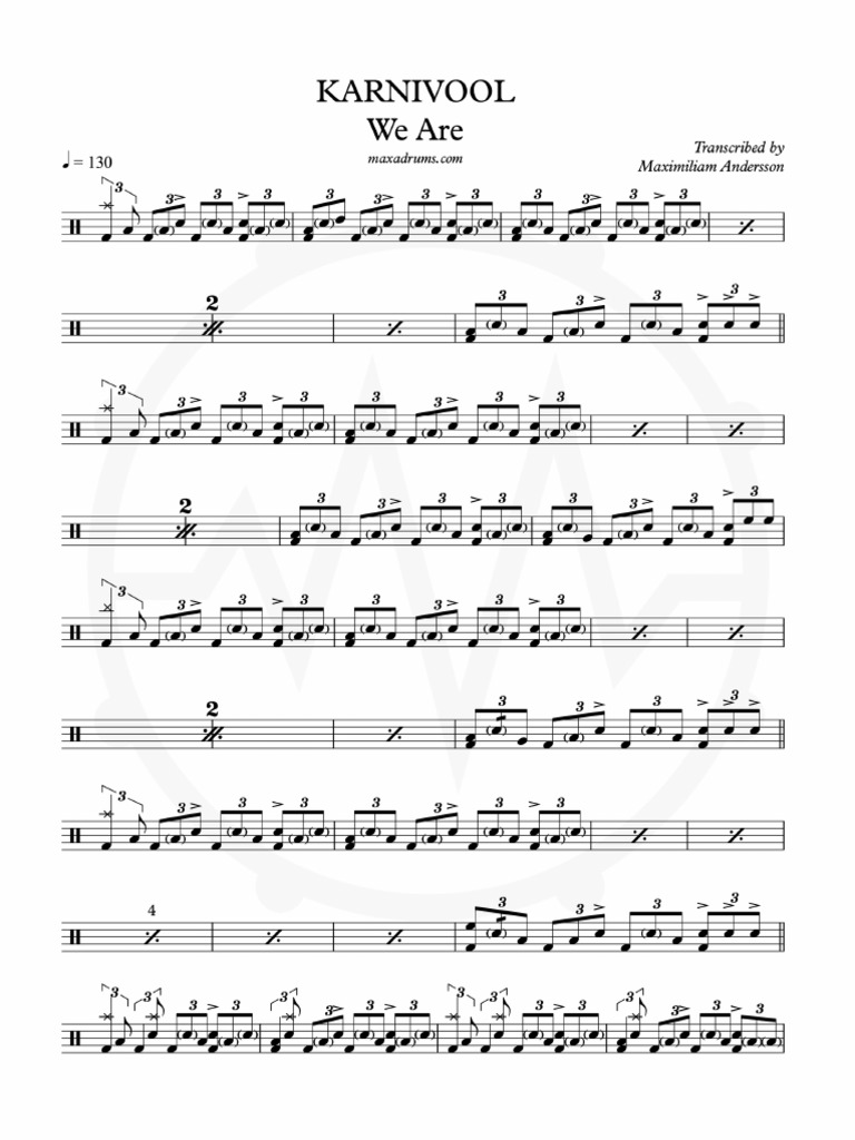 Karnivool - We Are (Drum Sheet Music) | PDF