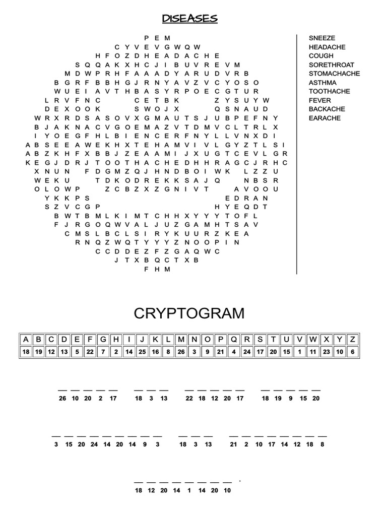 Cryptogram: Diseases Diseases | PDF