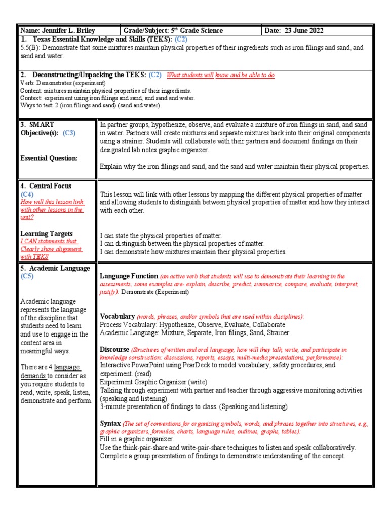 Briley Edtpa Lesson Plan Guide LPG | PDF | Educational Assessment | Learning