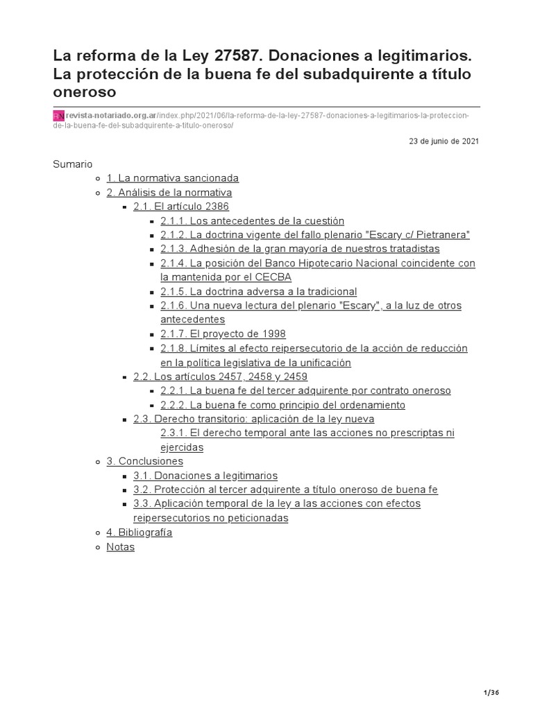 .Ar-La Reforma de La Ley 27587 Donaciones A Legitimarios La Protección ...
