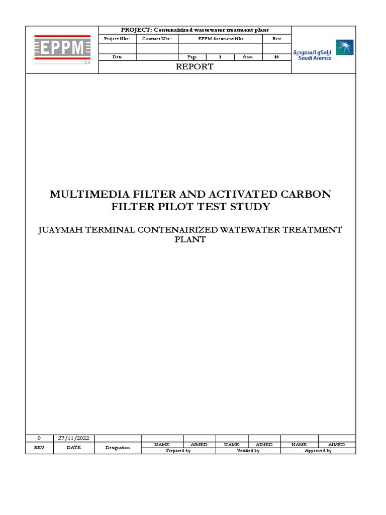 Multimedia Filter and Activated Carbon Filter Pilot Test Study ...
