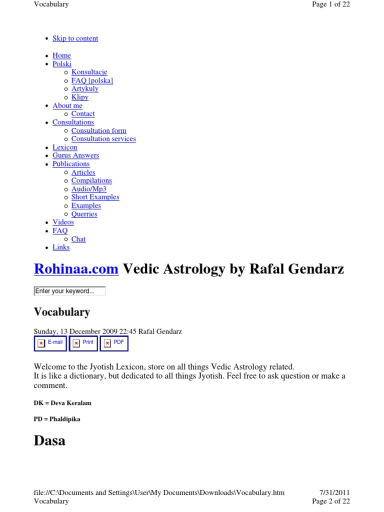 Astro Vocabulary | PDF | Planets In Astrology | Hindu Astrology