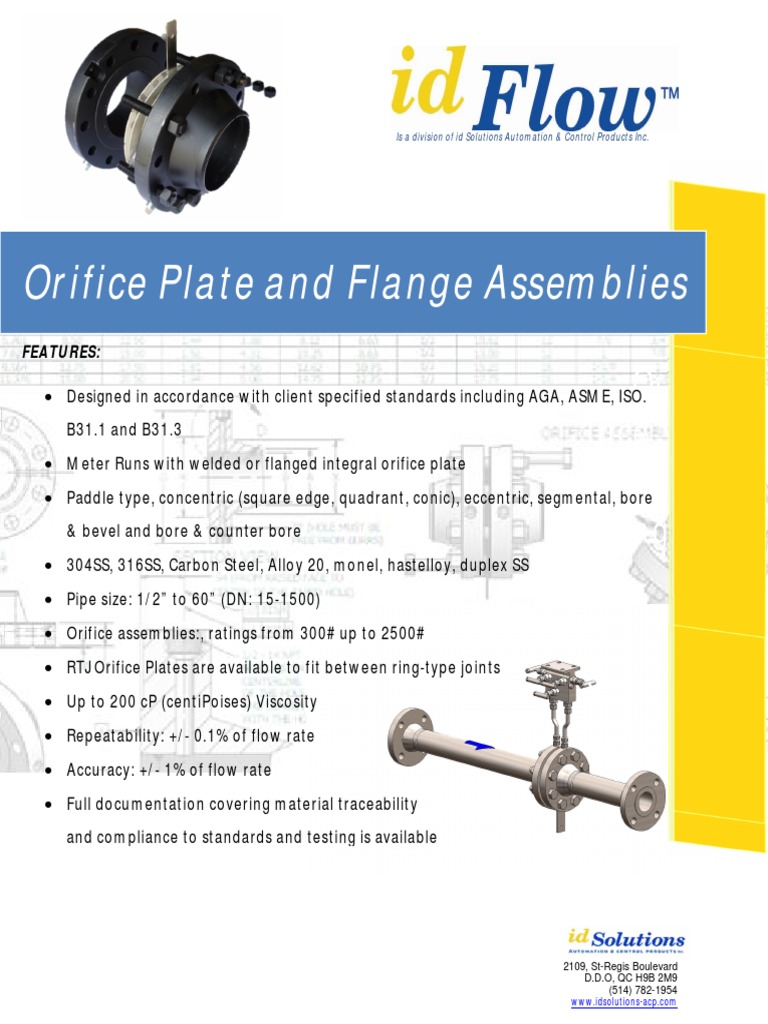 Orifice Plate and Flange Assemblies: or Ifice Plate Flang e S | PDF ...