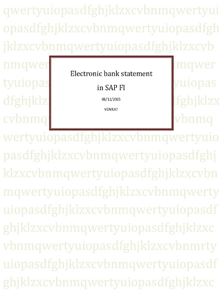 Electronic Bank Statement in Sap Fi | PDF