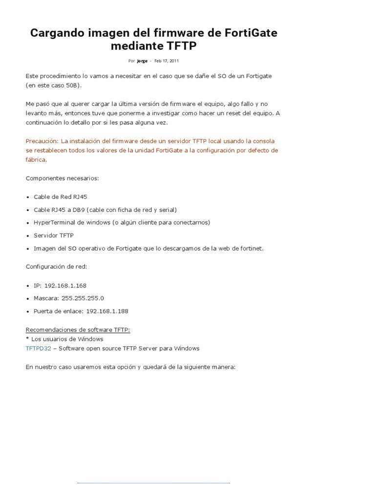 Cargando Imagen Del Firmware De Fortigate Tftp Pdf Redes De Computadoras Ingeniería De 