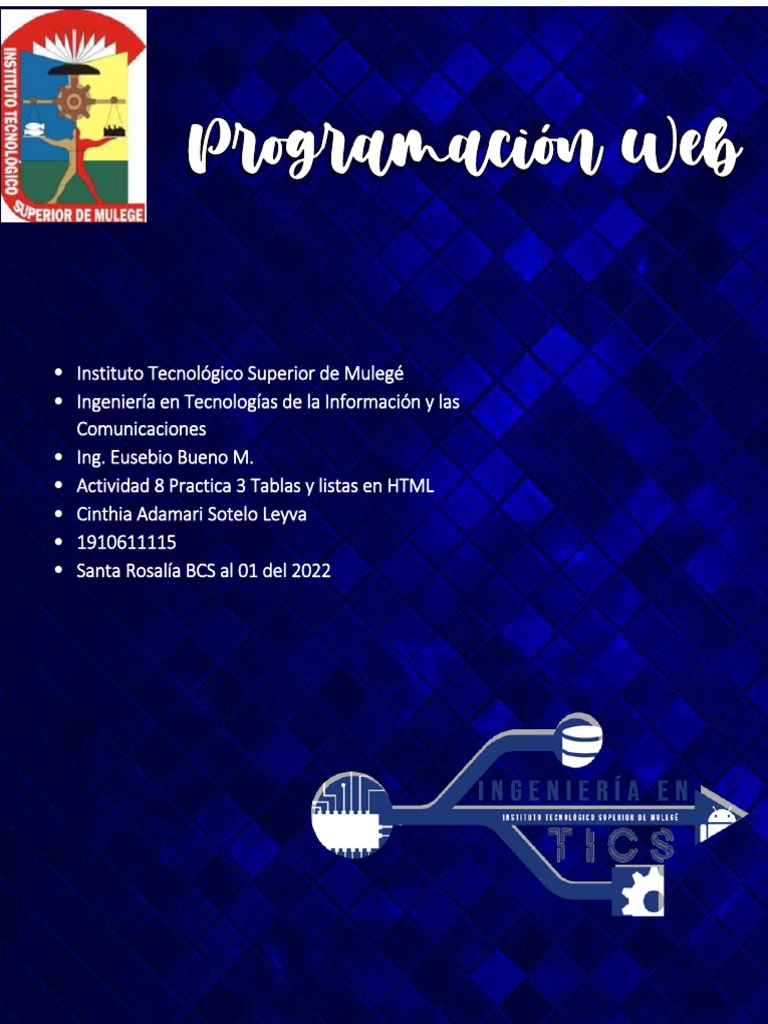 Actividad 8 Practica 3 Tablas y Listas en HTML | Descargar gratis PDF ...