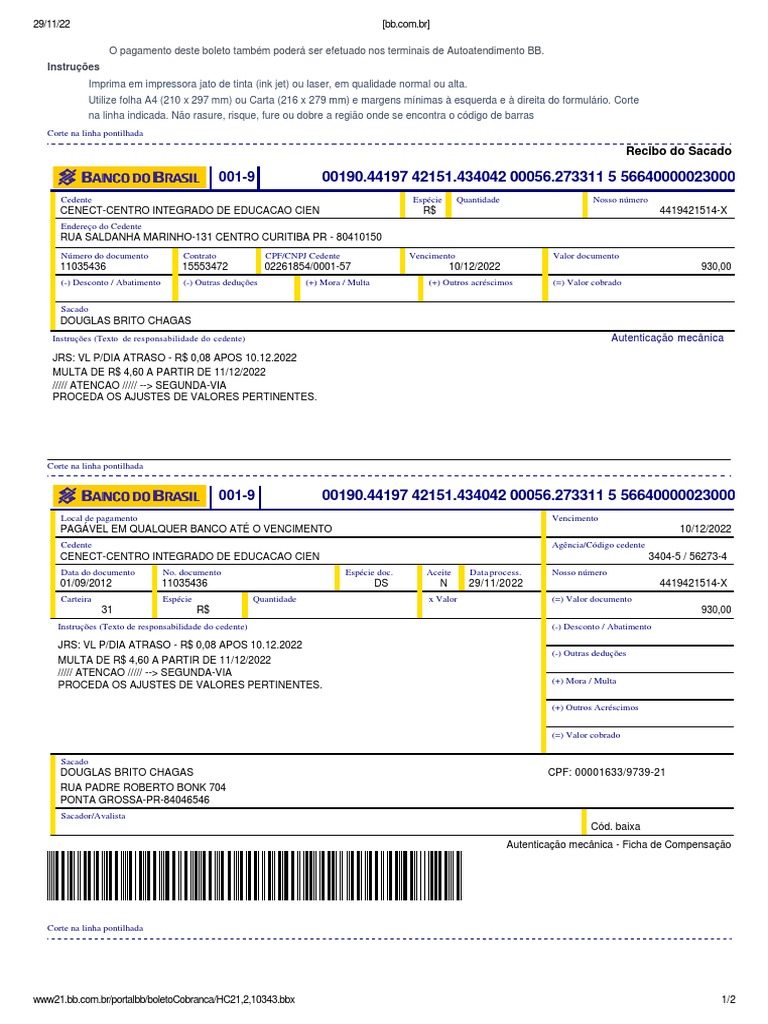 Boleto Faculdade | PDF | Bancos | Serviços (economia)