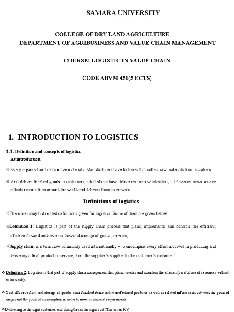 Course Powerpoint | PDF | Logistics | Warehouse