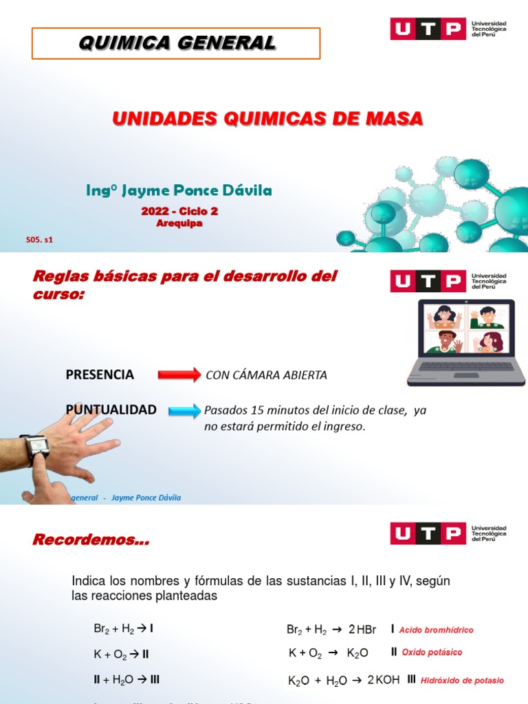 S05.s1 QUIMICA JPD AGOSTO 2022 Unidades de Masa | PDF | Mole (Unidad) | Química